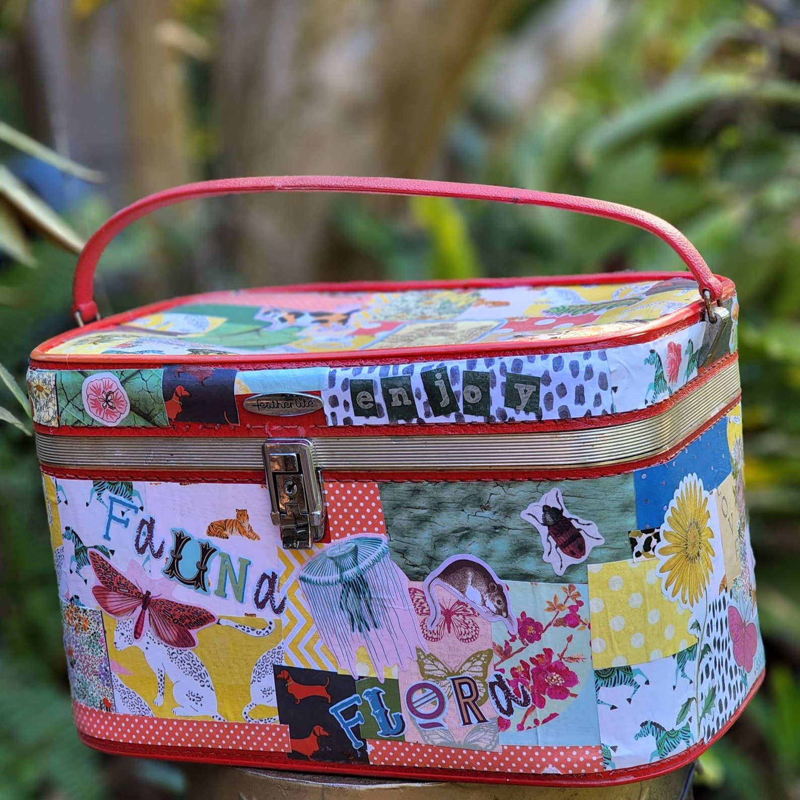 Vintage Train Case, Upcycled Vintage Suitcase, Retro Suitcase, OOAK ...