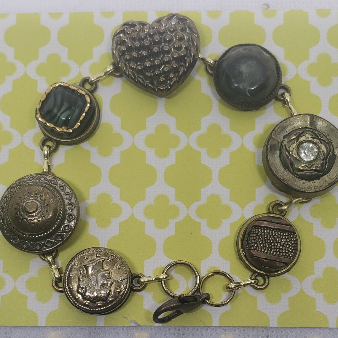 Vintage Button Bracelet, Button Jewelry, Button Bracelet, Mixed Button ...