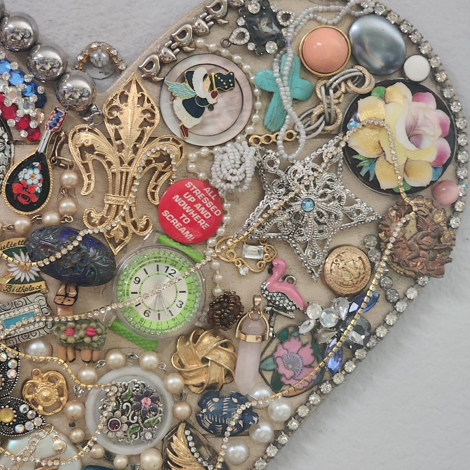 Upcycled Jeweled Heart, Vintage Jewelry Collage, Jewelry Assemblage ...