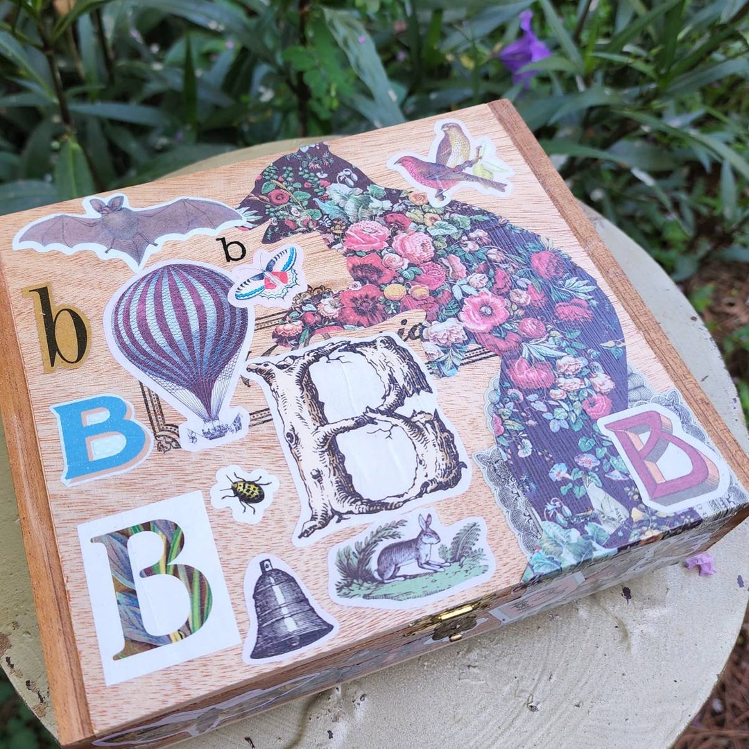 B Box, Altered Cigar Box, Letter 'B' Box, Table Box, Keepsake Box ...