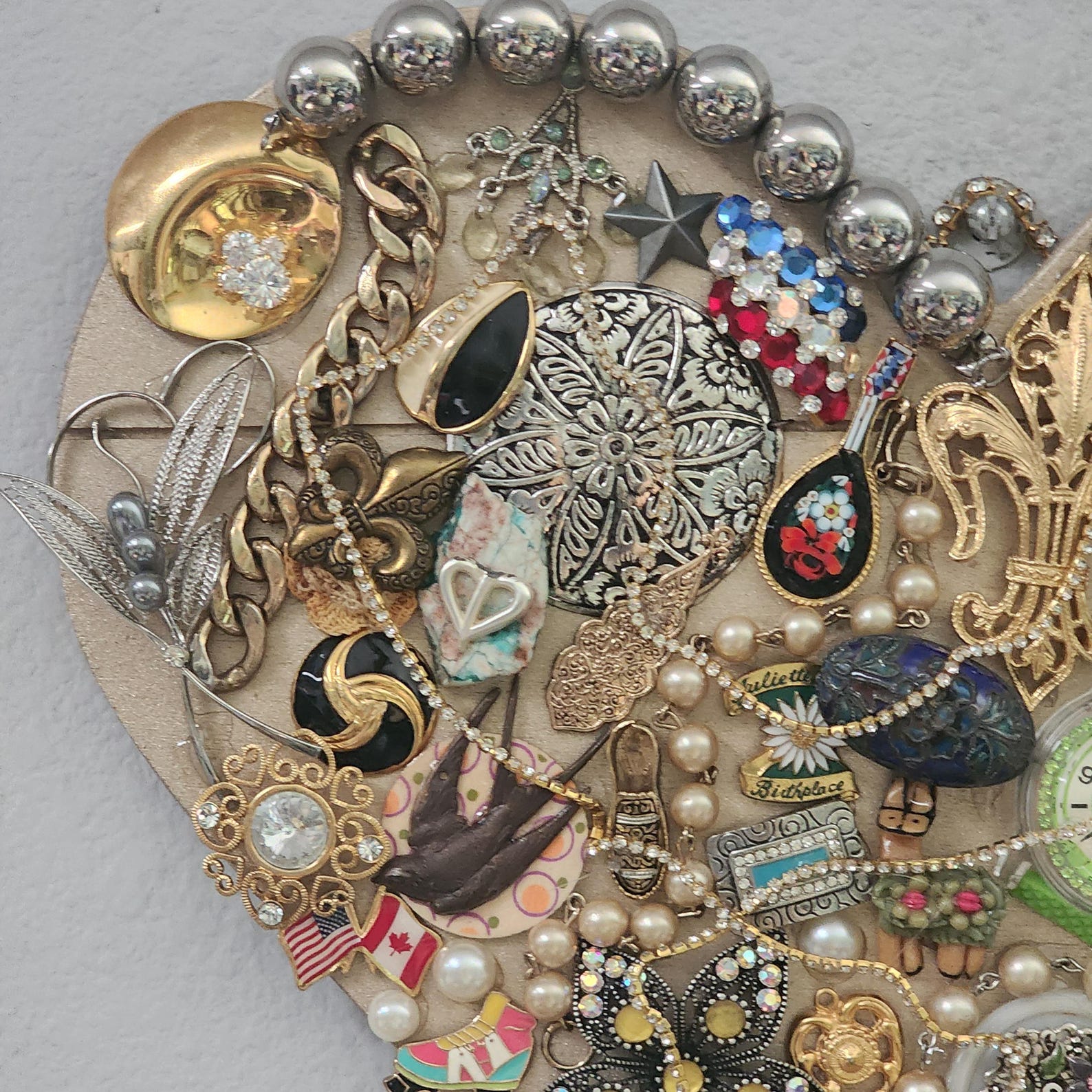 Upcycled Jeweled Heart, Vintage Jewelry Collage, Jewelry Assemblage ...