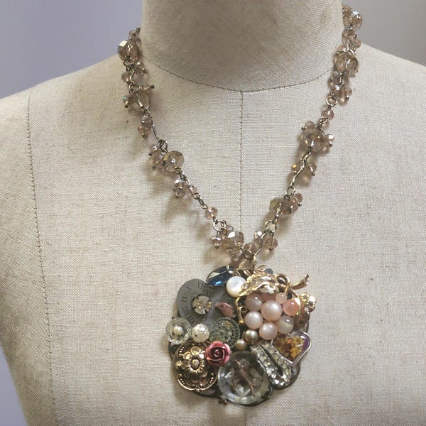 Upcycled Necklace, Statement Necklace, Art Deco Necklace, Upcycled ...