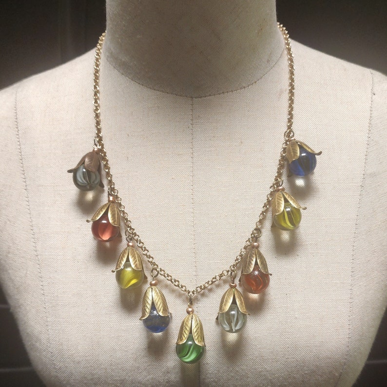 Marble Necklace, Vintage Marble Necklace, Upcycled Vintage Marbles ...