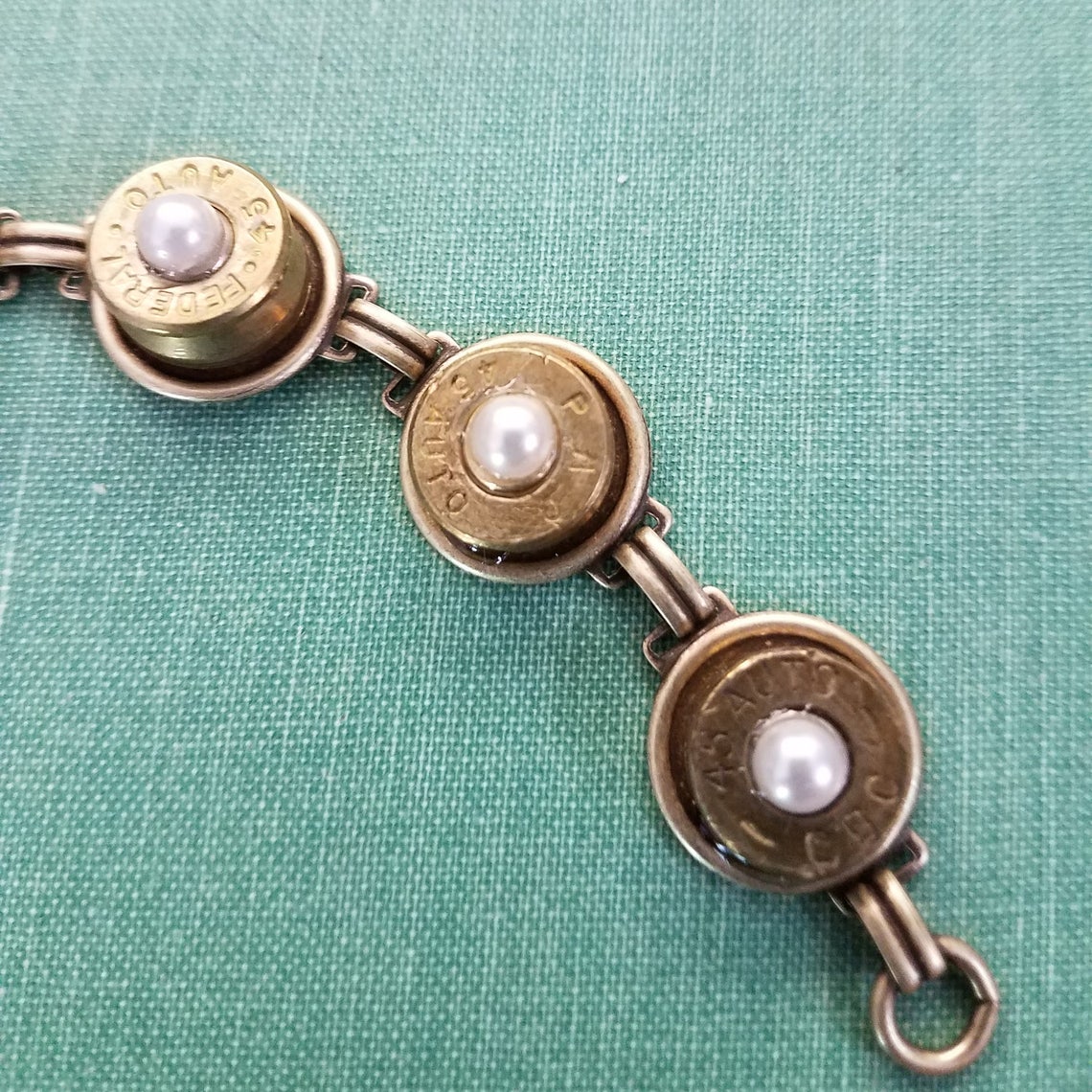 Bullet Bracelet, Brass Bullet Bracelet, Bullet Jewelry, Pearl Bullet ...