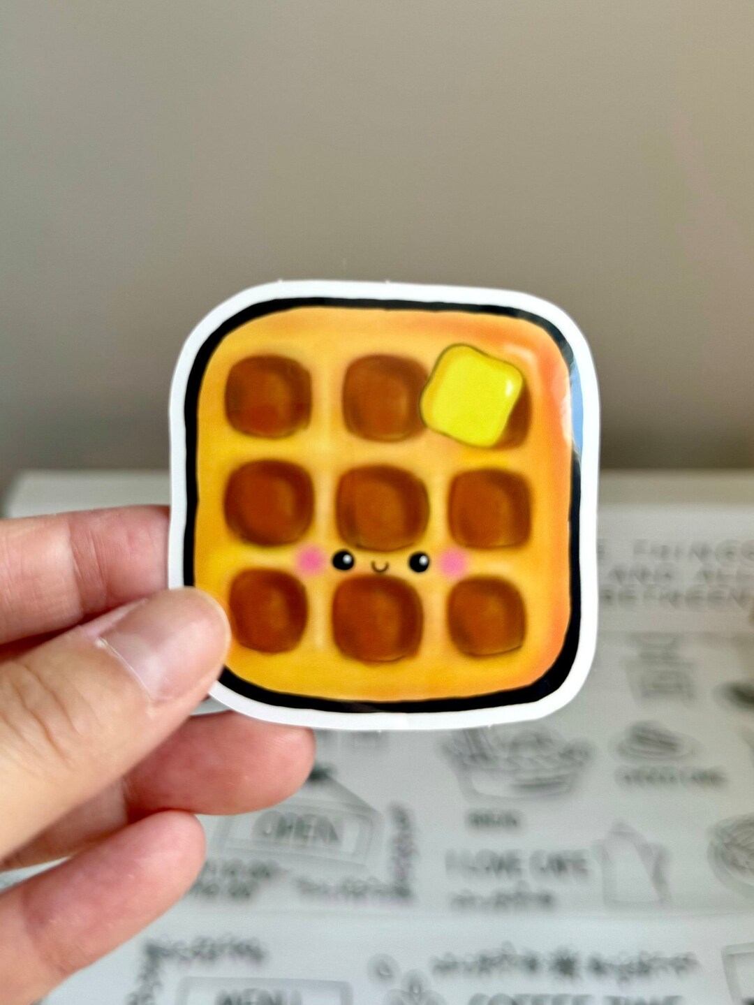 2.5” Cute Vinyl Sticker Waffle Sticker Glossy Sticker for Cup Sticker ...
