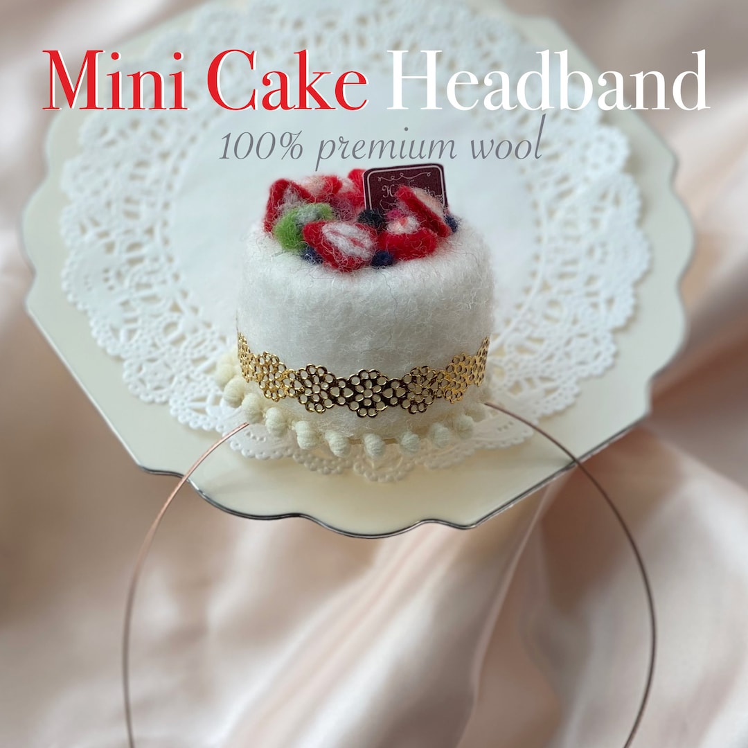 Vanilla Strawberry Birthday | Party Cake Headband | Cake Fascinator ...
