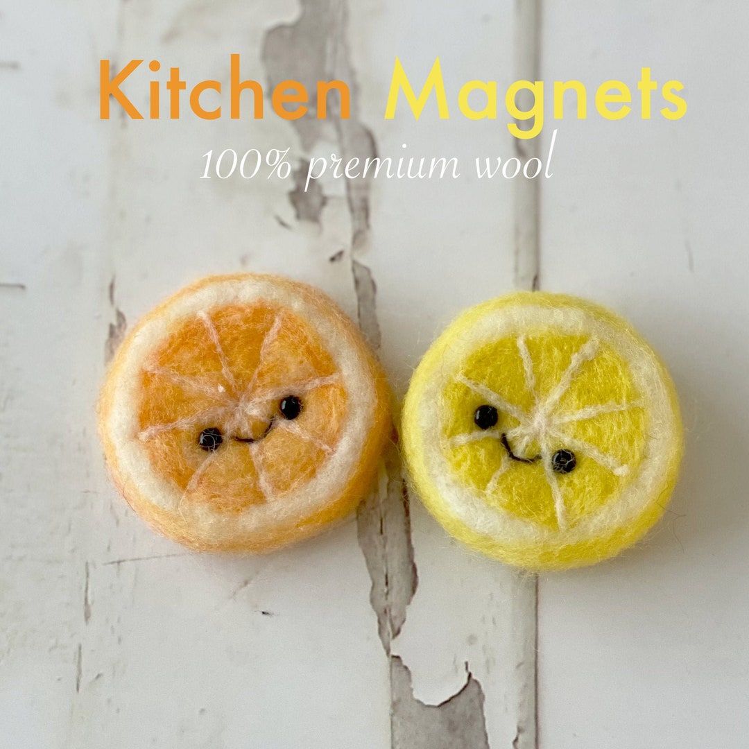 2 Fruit Fridge Magnet Kitchen Magnet Orange Magnet Lemon Magnet Felt ...