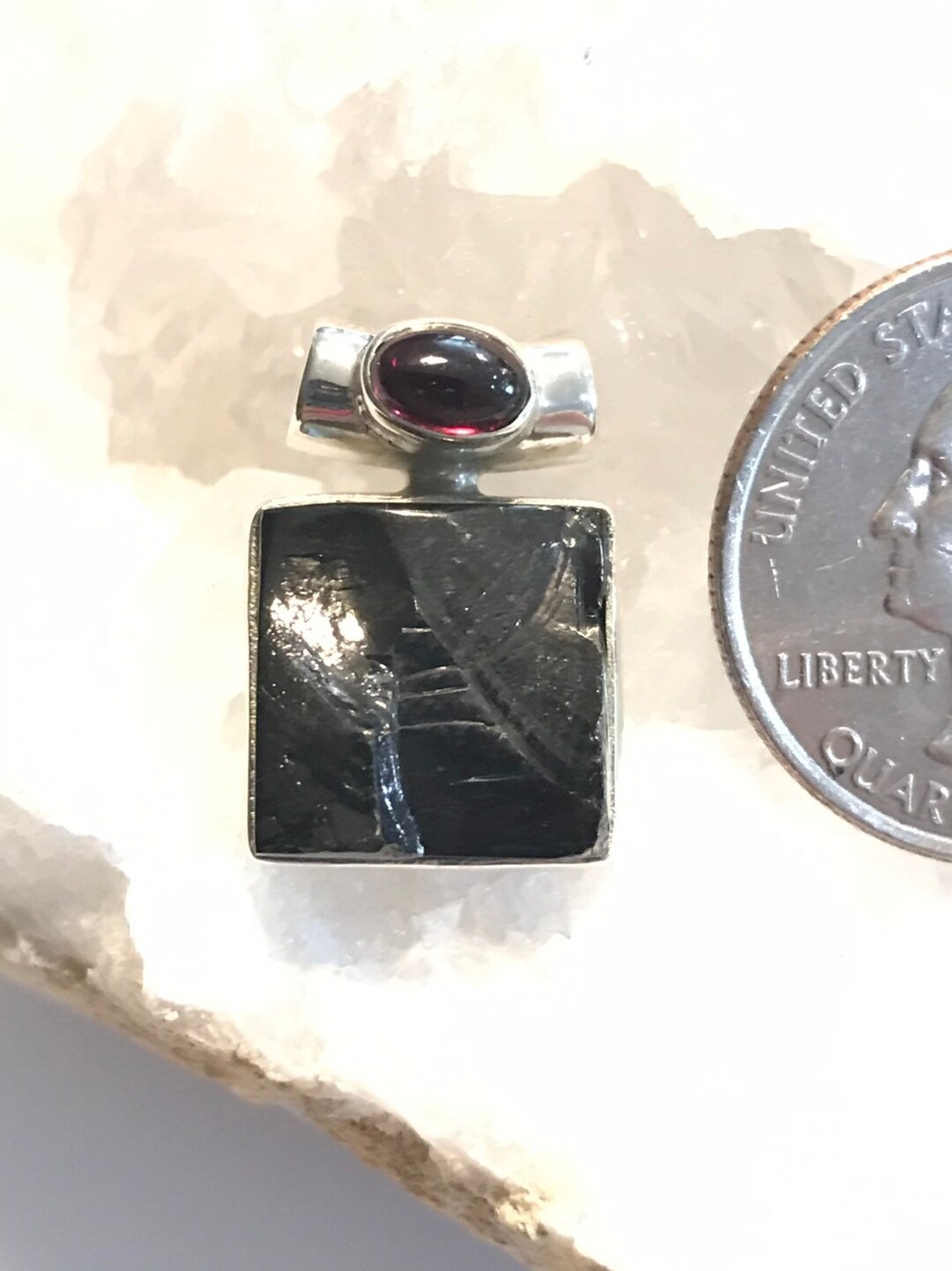Black Shungite and Garnet Pendant - Etsy