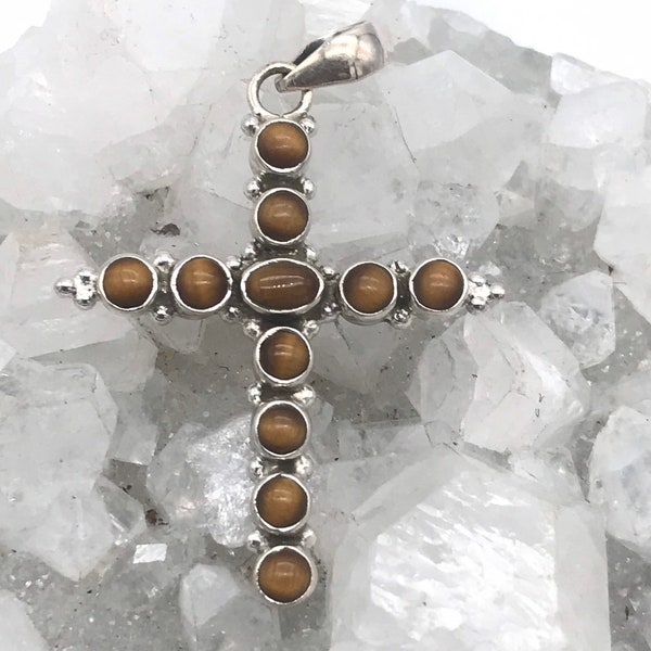 Tiger Eye Cross Pendant - Etsy