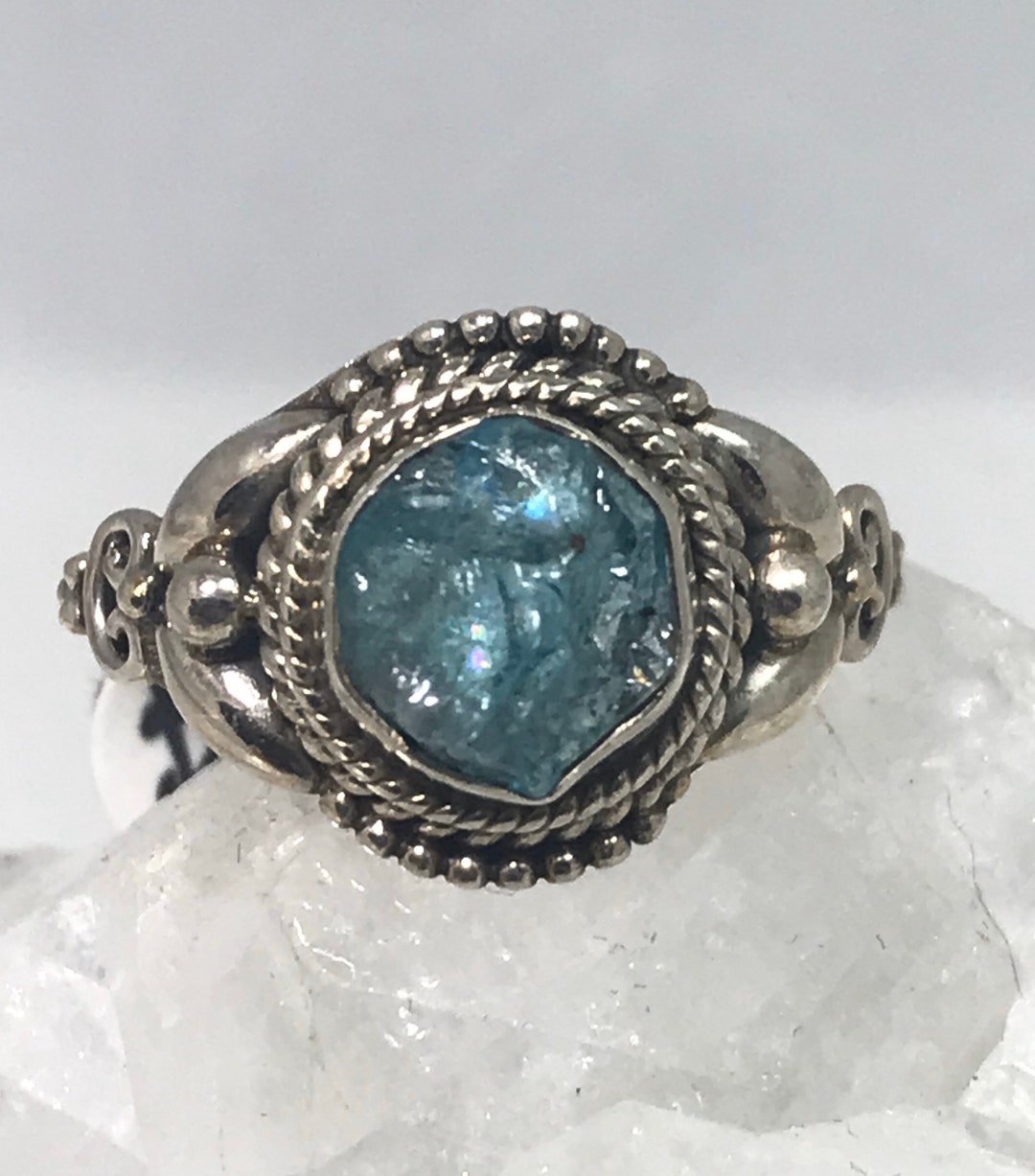 Neon Blue Rough Apatite Ring Size 6 - Etsy
