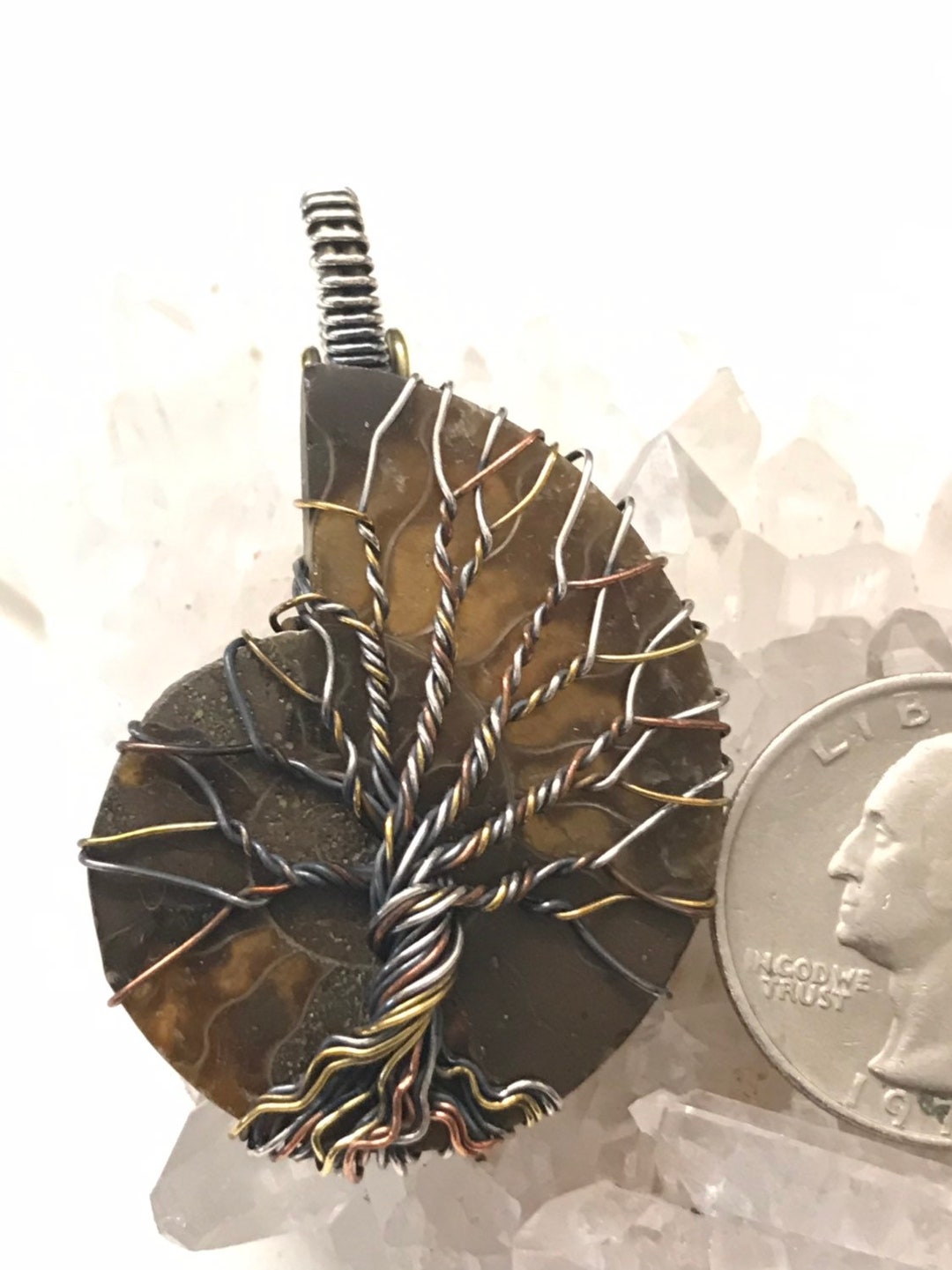 Ammonite Wire Wrapped Tree of Life Pendant - Etsy