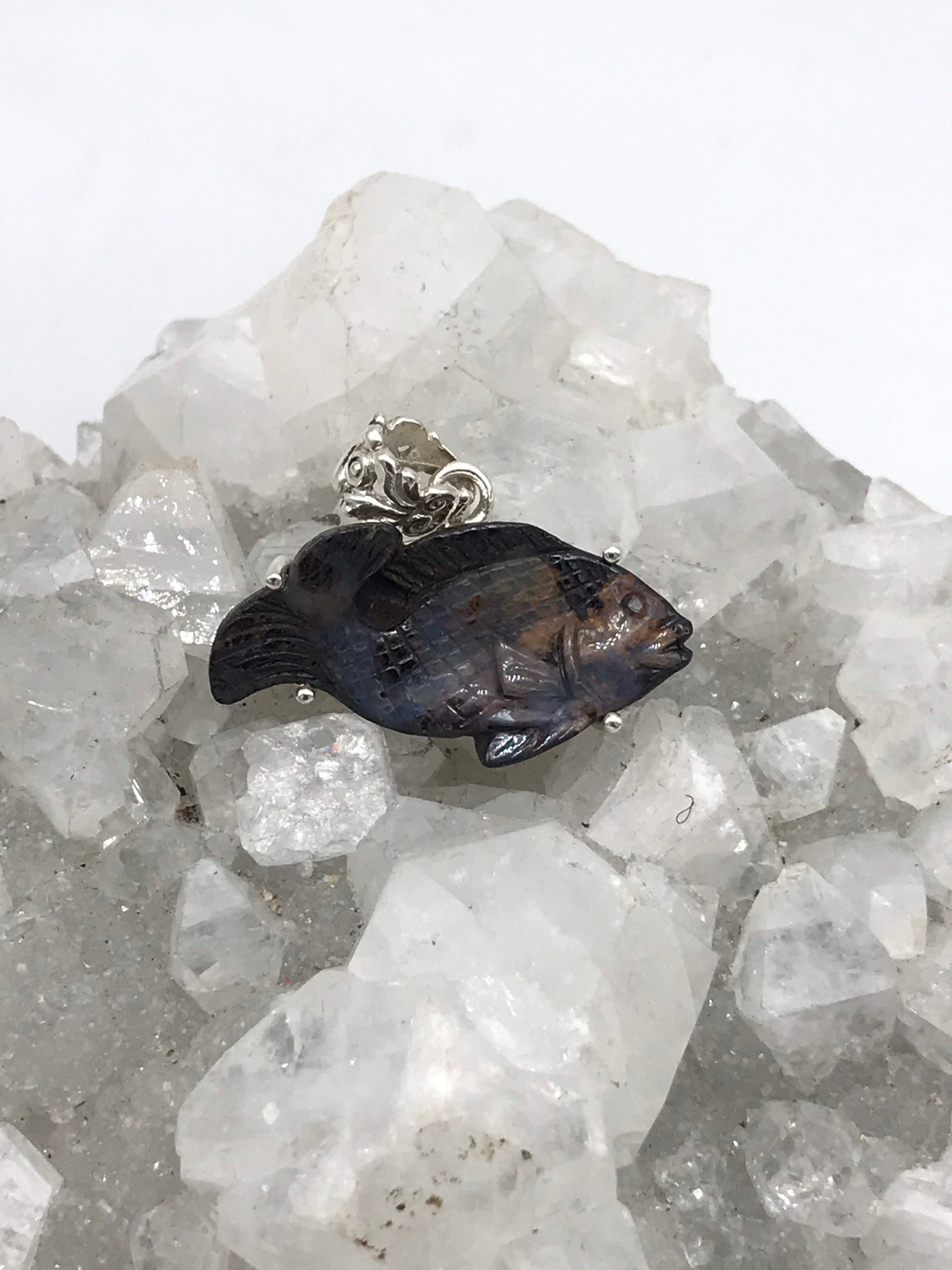 Carved Boulder Opal Fish Pendant - Etsy