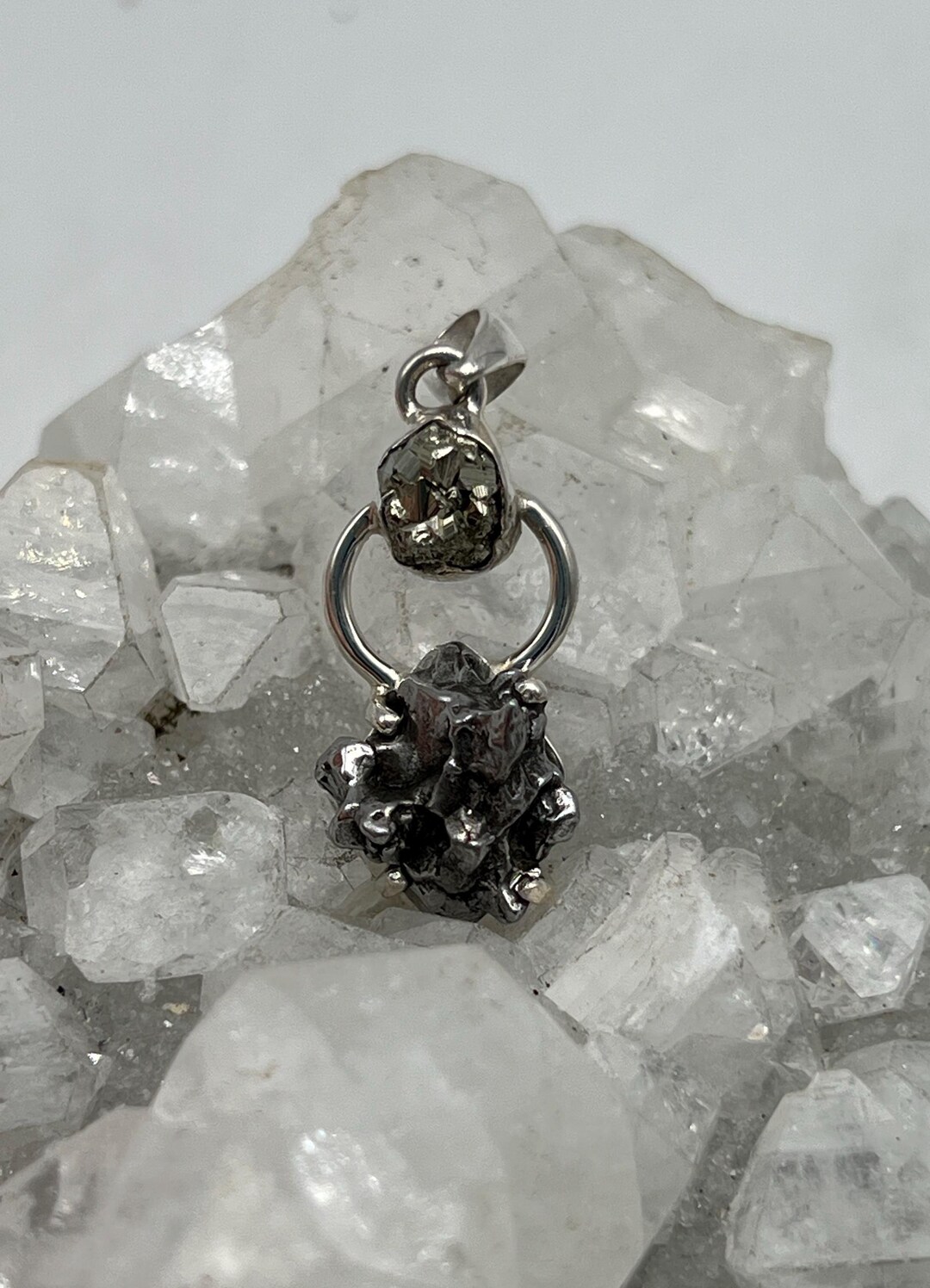 Pyrite Nugget and Meteorite Pendant - Etsy