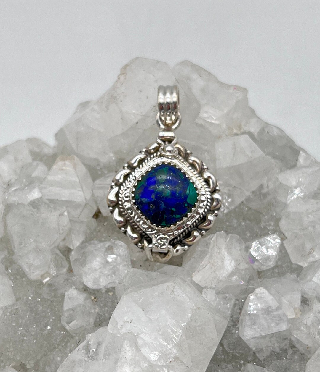 CLEARANCE Azurite/malachite Poison Box Pendant - Etsy