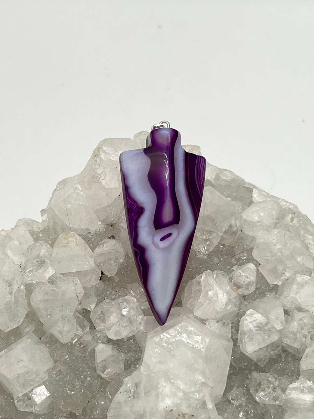 CLEARANCE Purple Banded Agate Arrowhead Pendant - Etsy