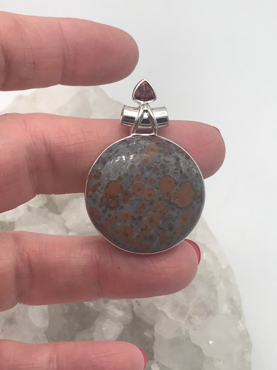 Poppyseed Jasper and Garnet Pendant - Etsy