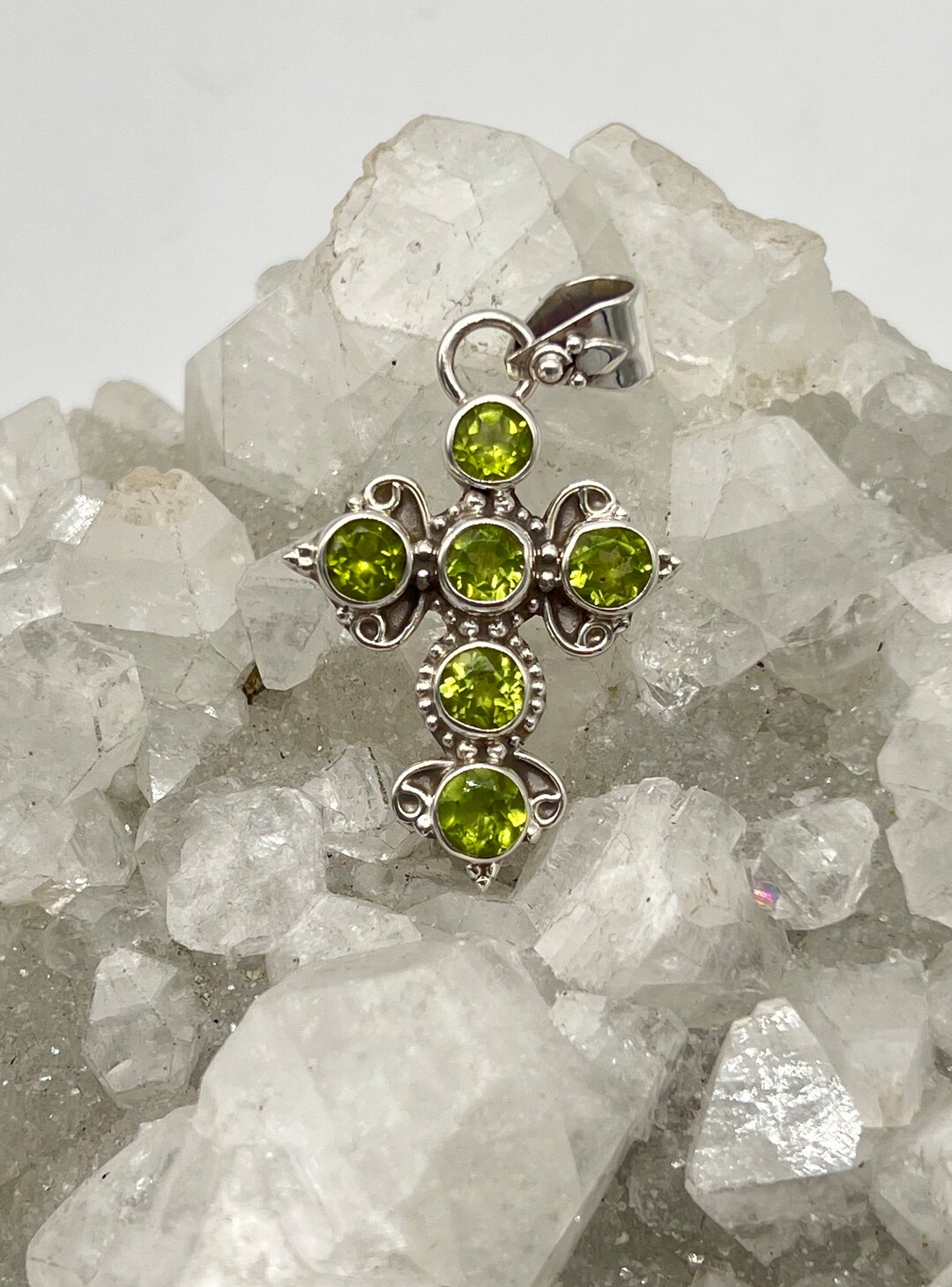 Peridot Cross Pendant - Etsy