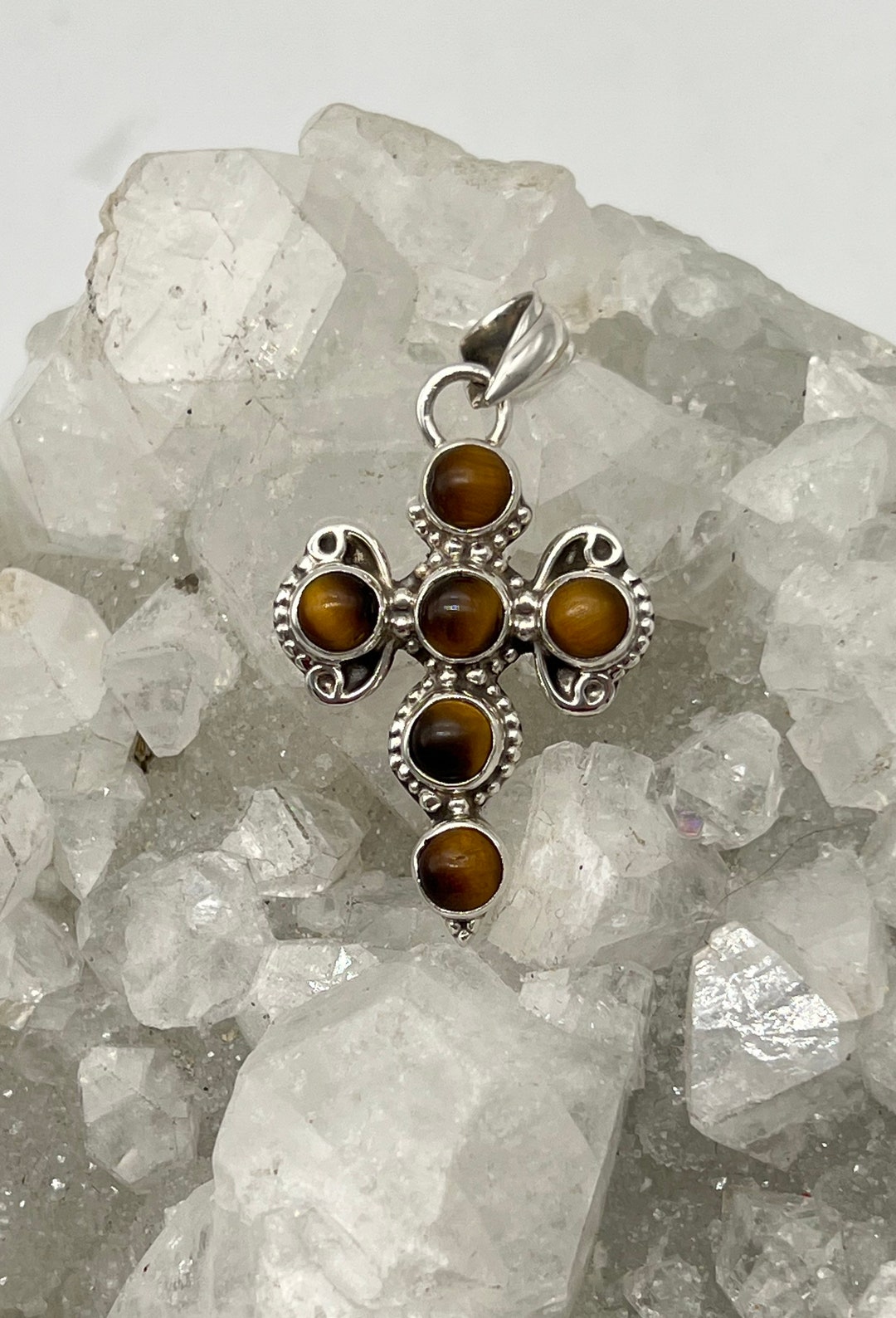 CLEARANCE Tigers Eye Cross Pendant - Etsy