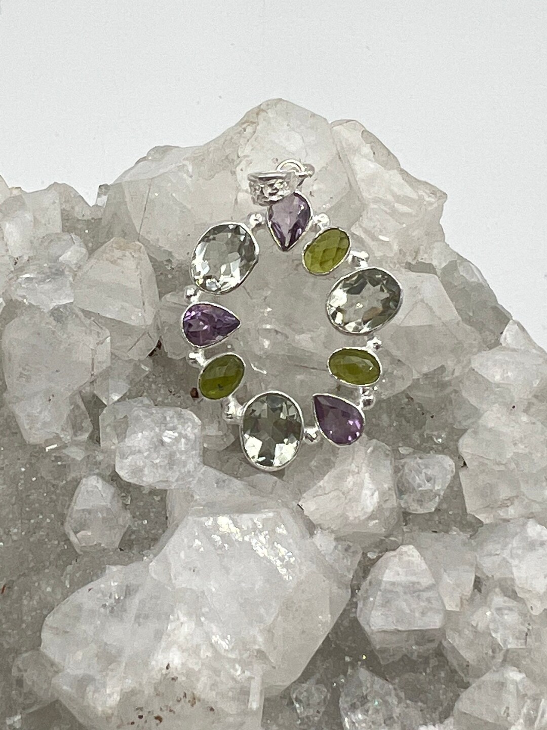 Green and Purple Amethyst and Peridot Pendant - Etsy