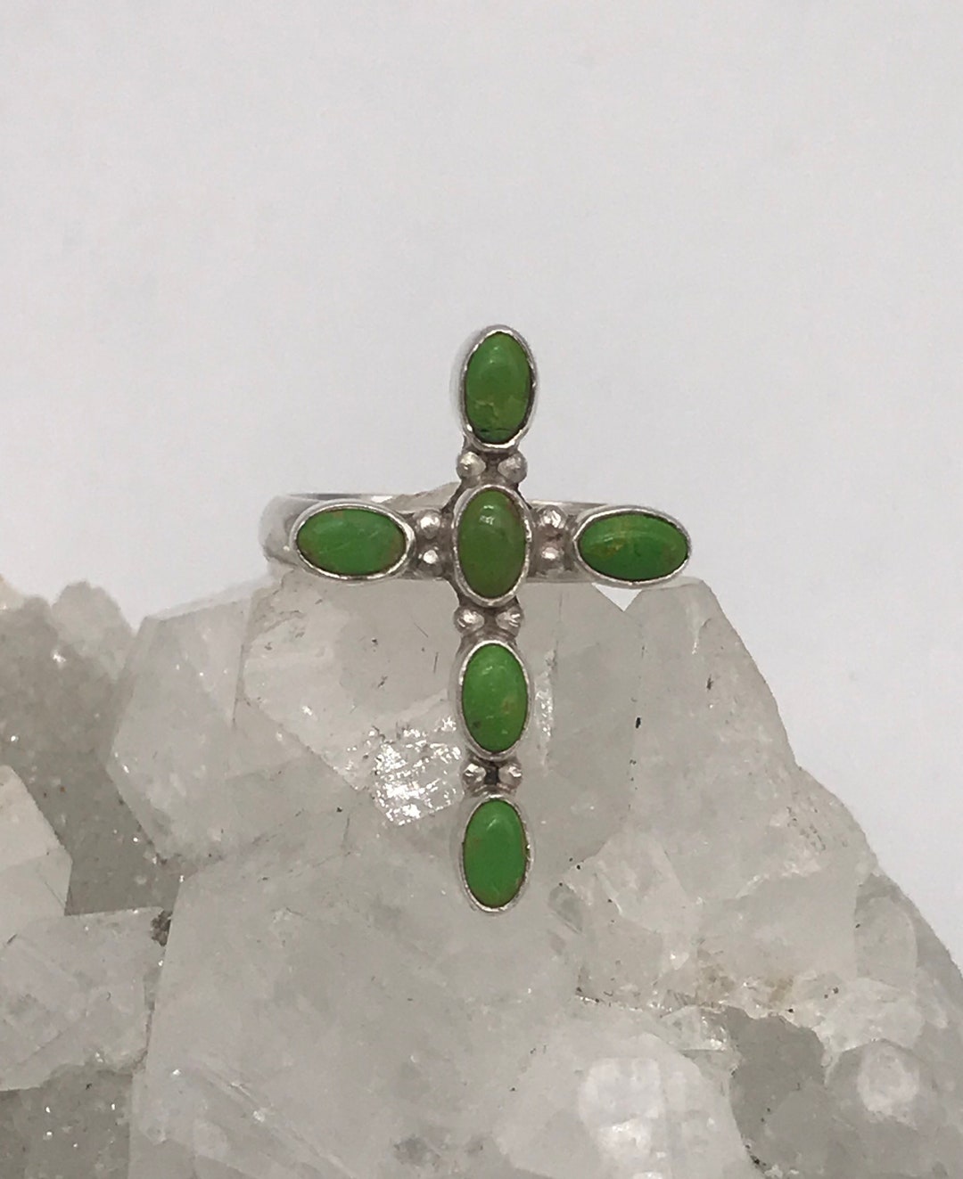Green Turquoise Cross Ring Size 7 1/2 - Etsy
