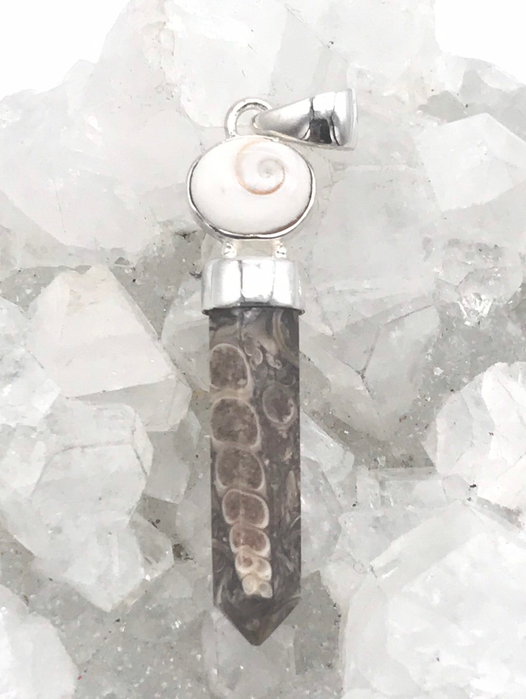 Turtella Jasper and Shiva Shell Pendant - Etsy