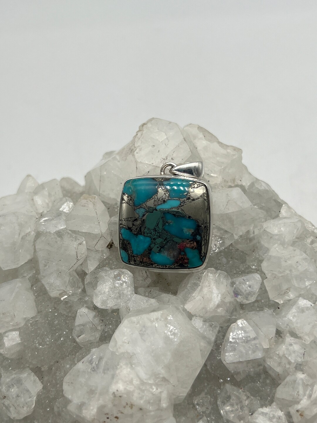 Turquoise With Pyrite Pendant - Etsy