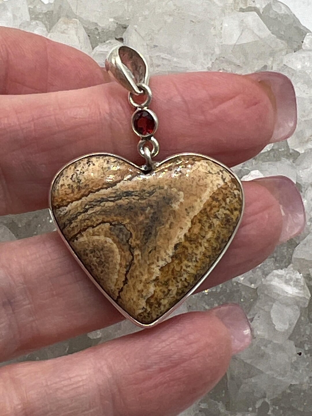 Picture Jasper and Garnet Pendant - Etsy