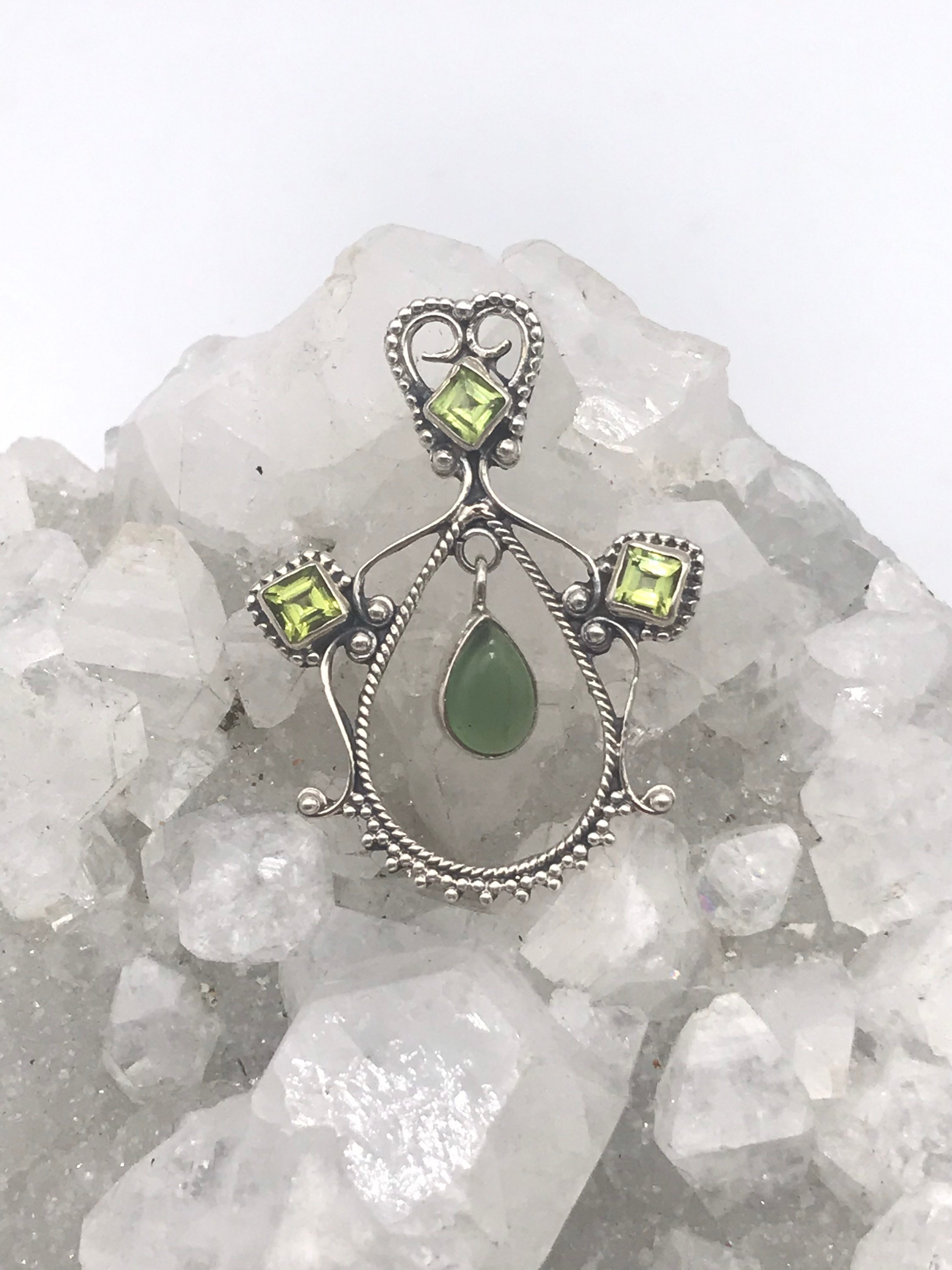 Beautiful Jade and Peridot Pendant | Etsy