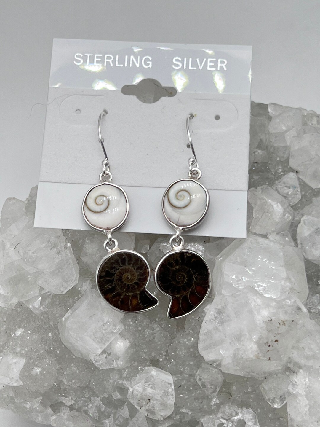 Shiva Shell and Ammonite Earrings - Etsy