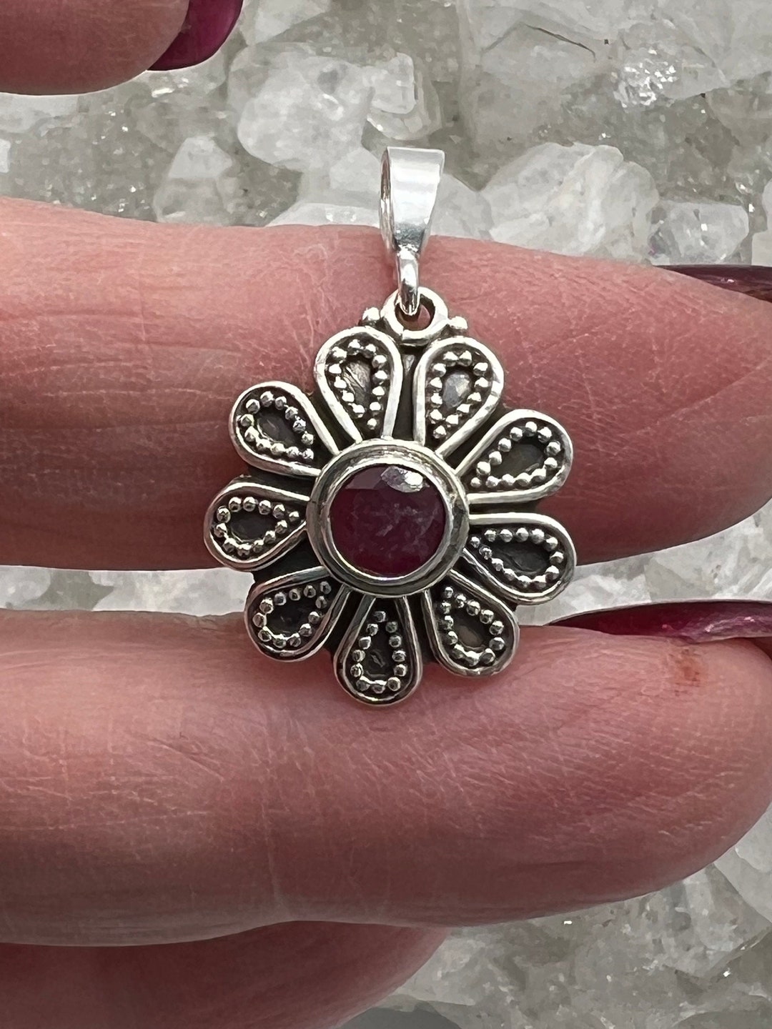 Petite Daisy Ruby Pendant - Etsy