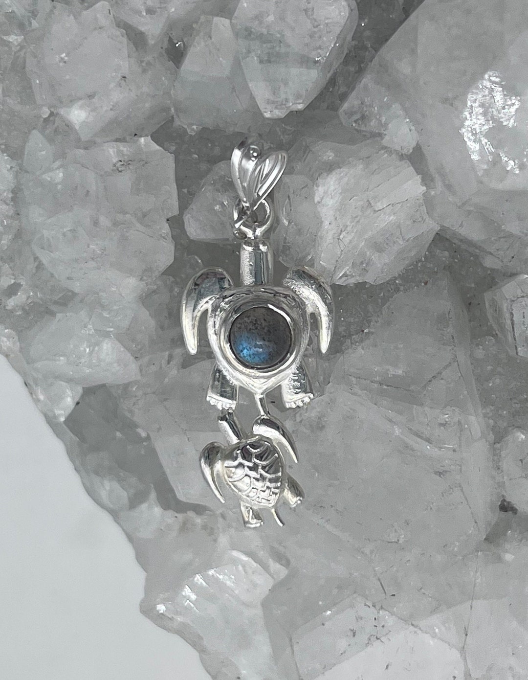 CLEARANCE Labradorite-momma and Baby Turtle Pendant - Etsy