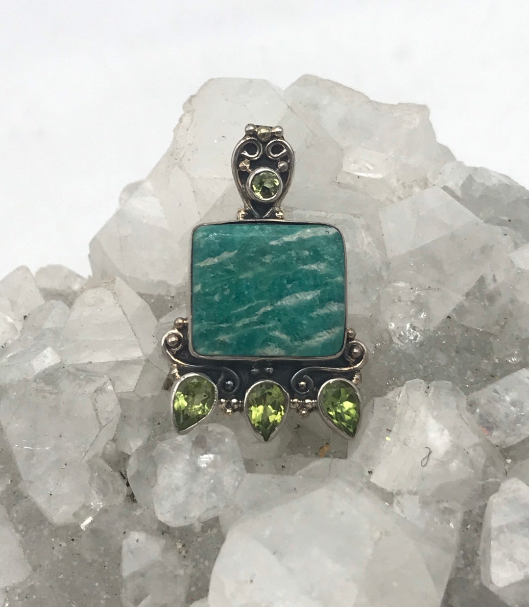 Amazonite and Peridot Pendant - Etsy