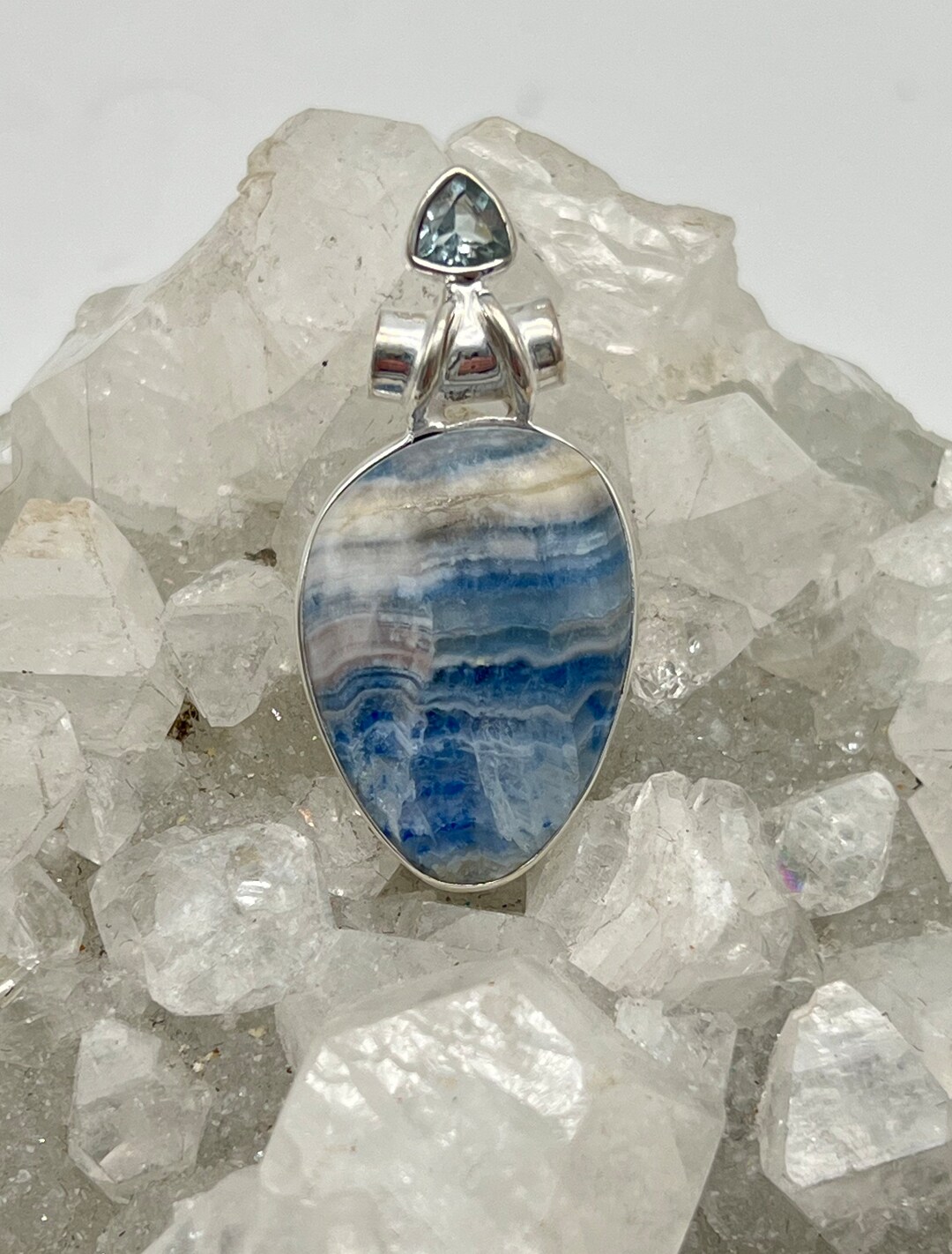 Abstract Blue Scheelite and Blue Topaz Pendant - Etsy
