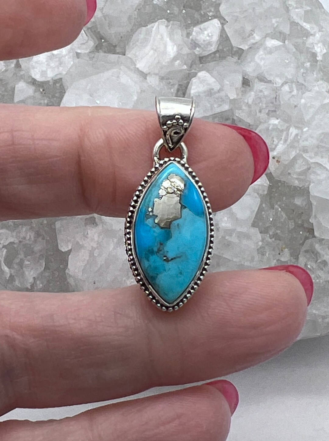 Turquoise With Pyrite Pendant - Etsy