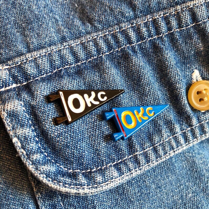 OKC Pennant Flag Enamel Pin Set - Etsy