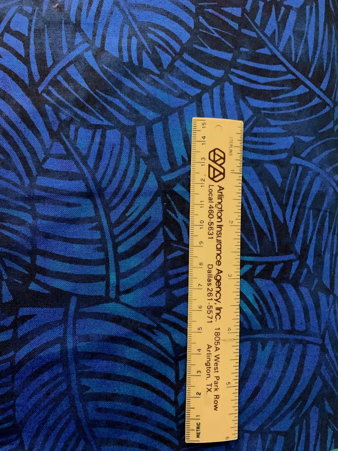 108" Wide Backing, Blue Palm Leaves on Black Background for Wilmington ...