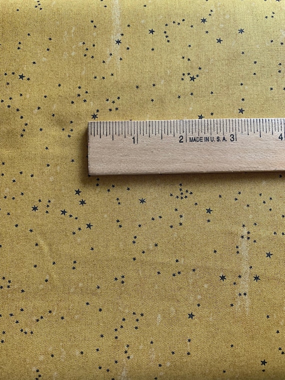 Small Black Stars on Mustard Background Stargazer by Windham | Etsy