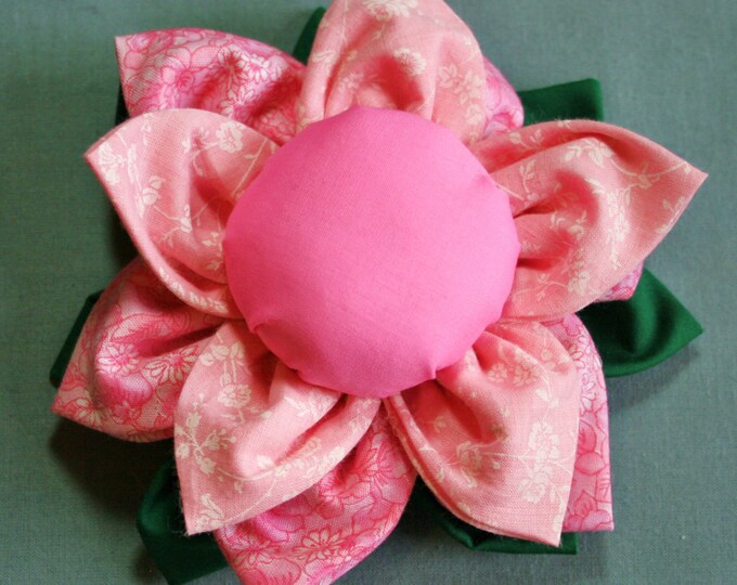Handmade Pink Cloth Flower Pincushion, Fabric Floral Pincushion, Pink ...
