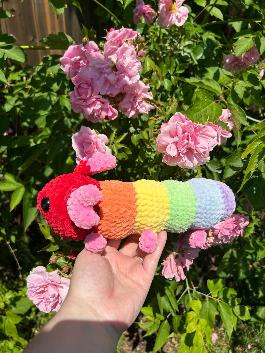Rainbow Caterpillar Plushie - Cute Love Bug Plush, Pride Amigurumi - Etsy