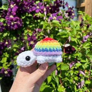 Pride Turtle Plushie - Small Pride Flag Turtle Plush, Crochet Gift ...