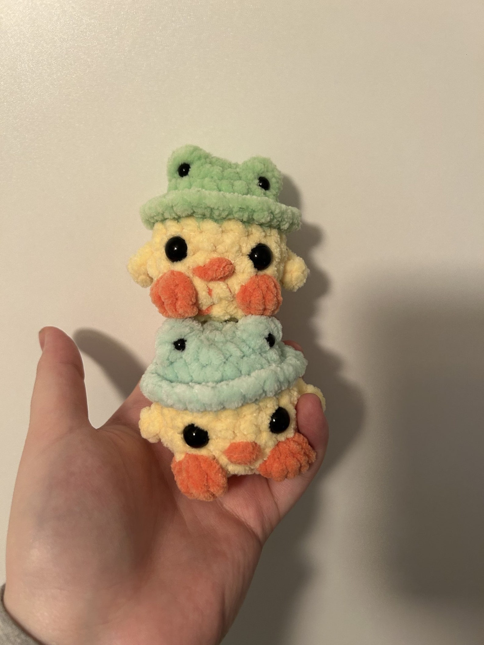 Duck In Frog Hat Plushie Crochet Ducky Plush Amigurumi Etsy