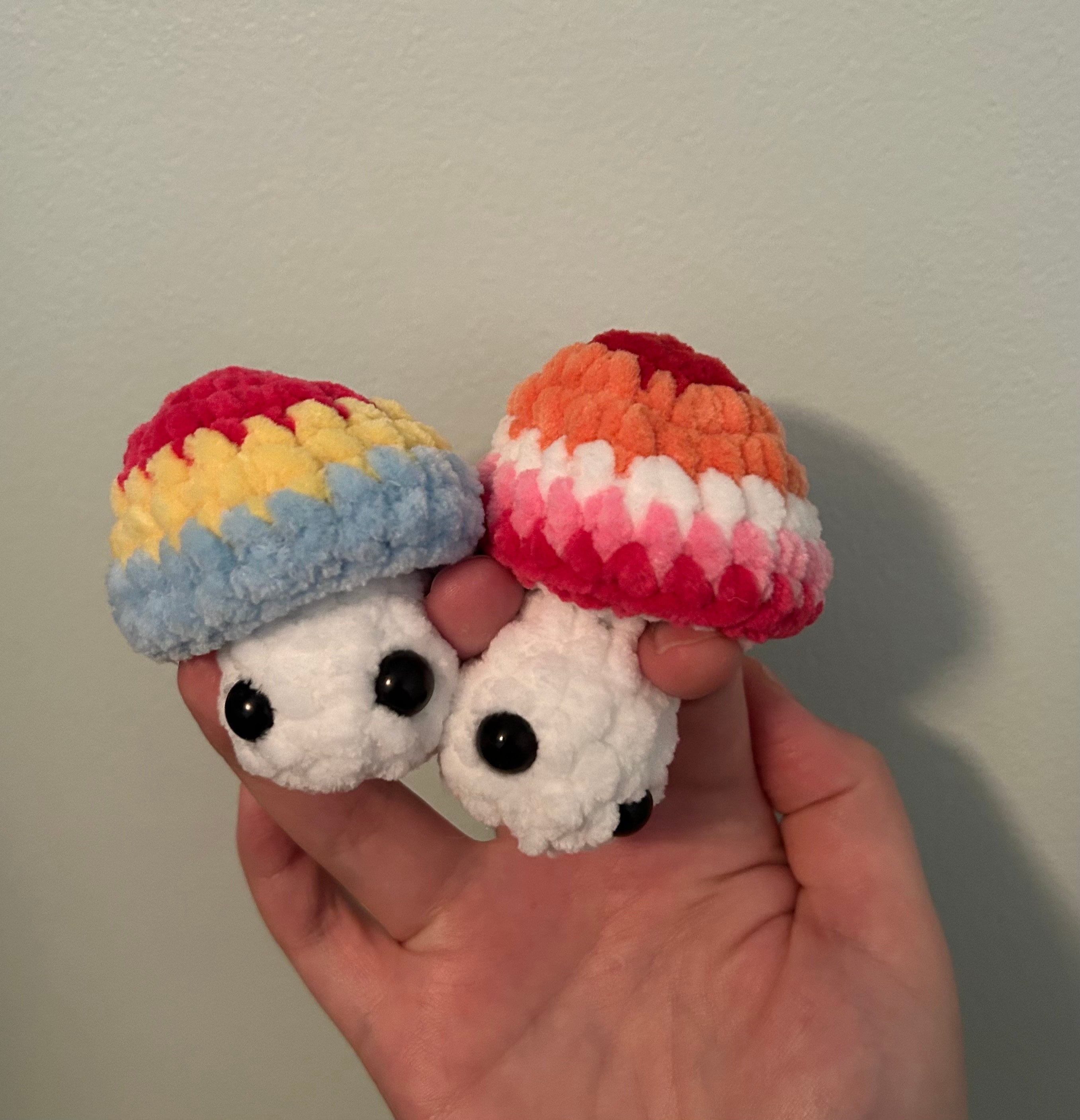 Pride Mini Mushroom Pop Plushie Keychain Crochet Rainbow Pride Flag ...