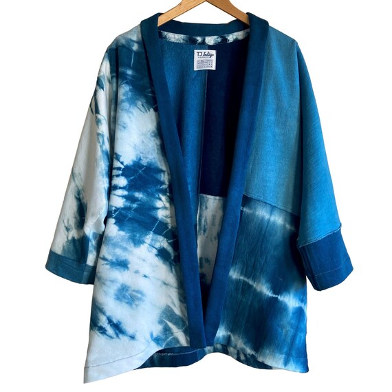 Indigo Dye Shibori Patchwork Kimono Cardigan / Organic Cotton | Etsy