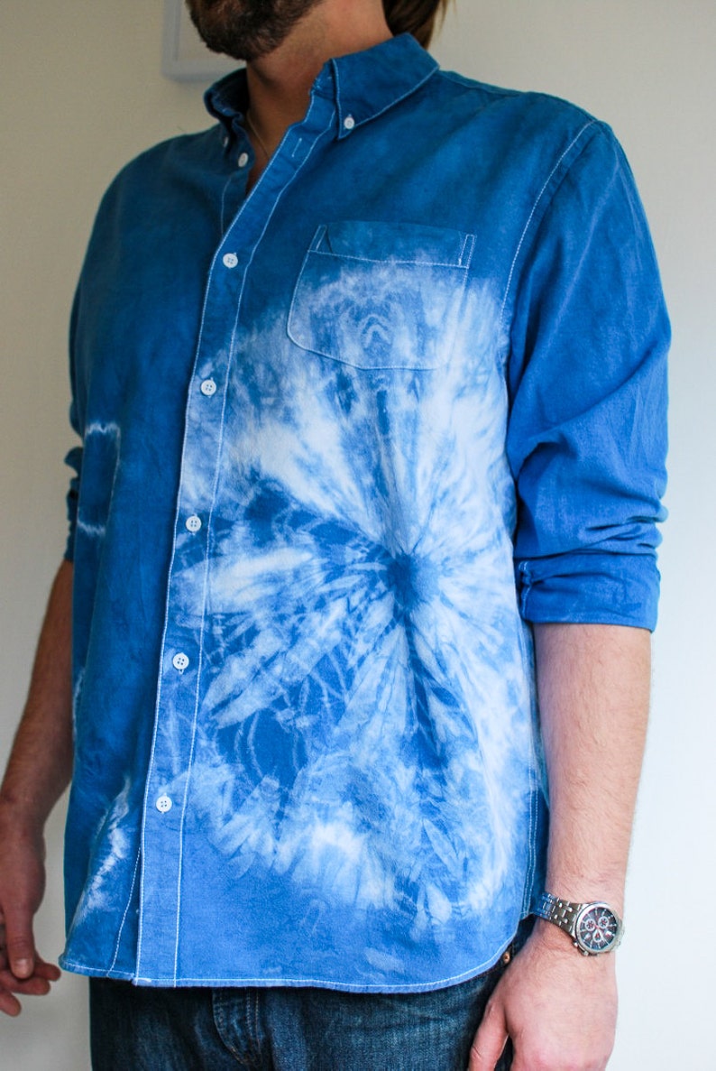 Mens Oxford Button up Japanese Indigo Shibori Shirt / Indigo - Etsy