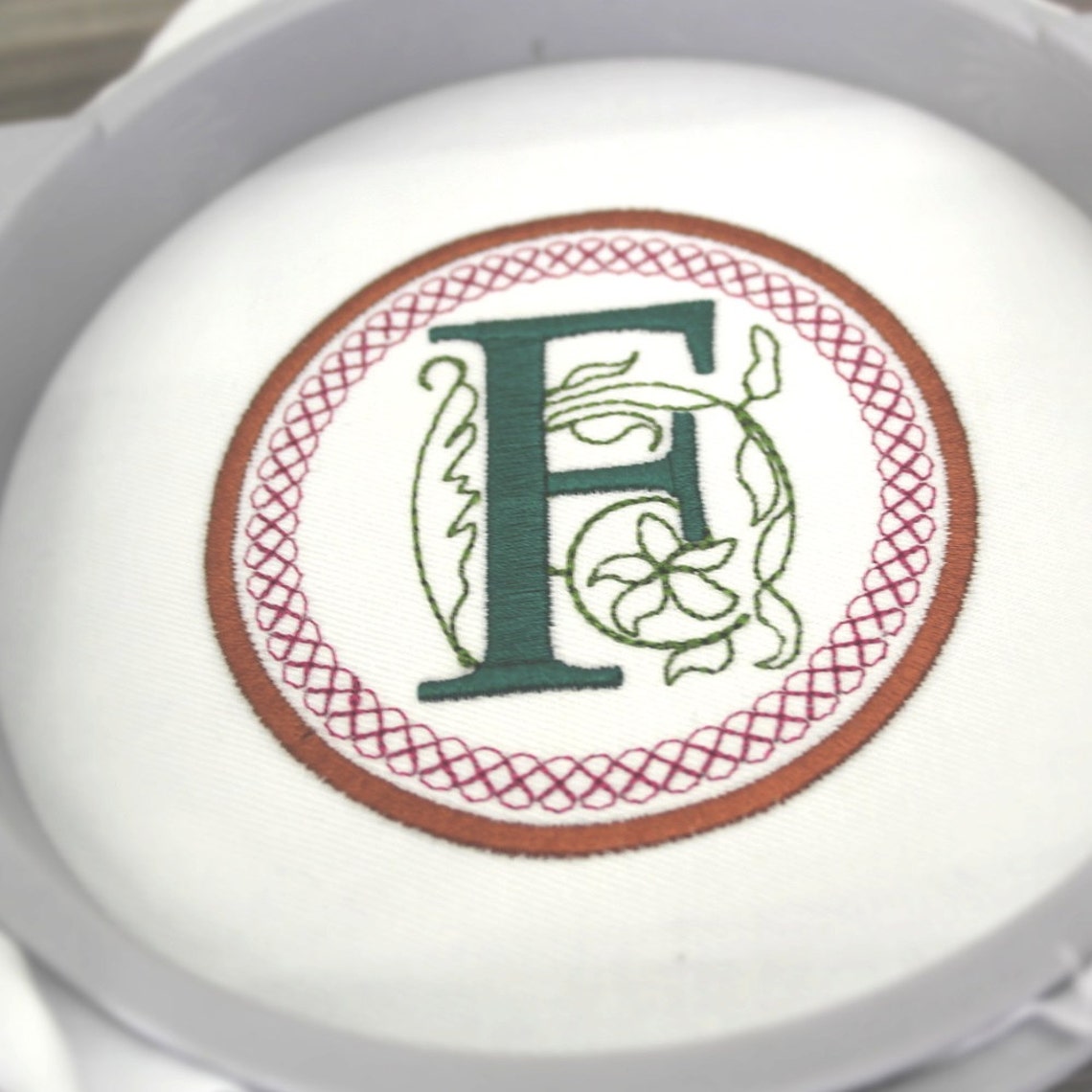 Single Letter Floral Monogram Embroidery Design- 26 Letters 3 Different ...