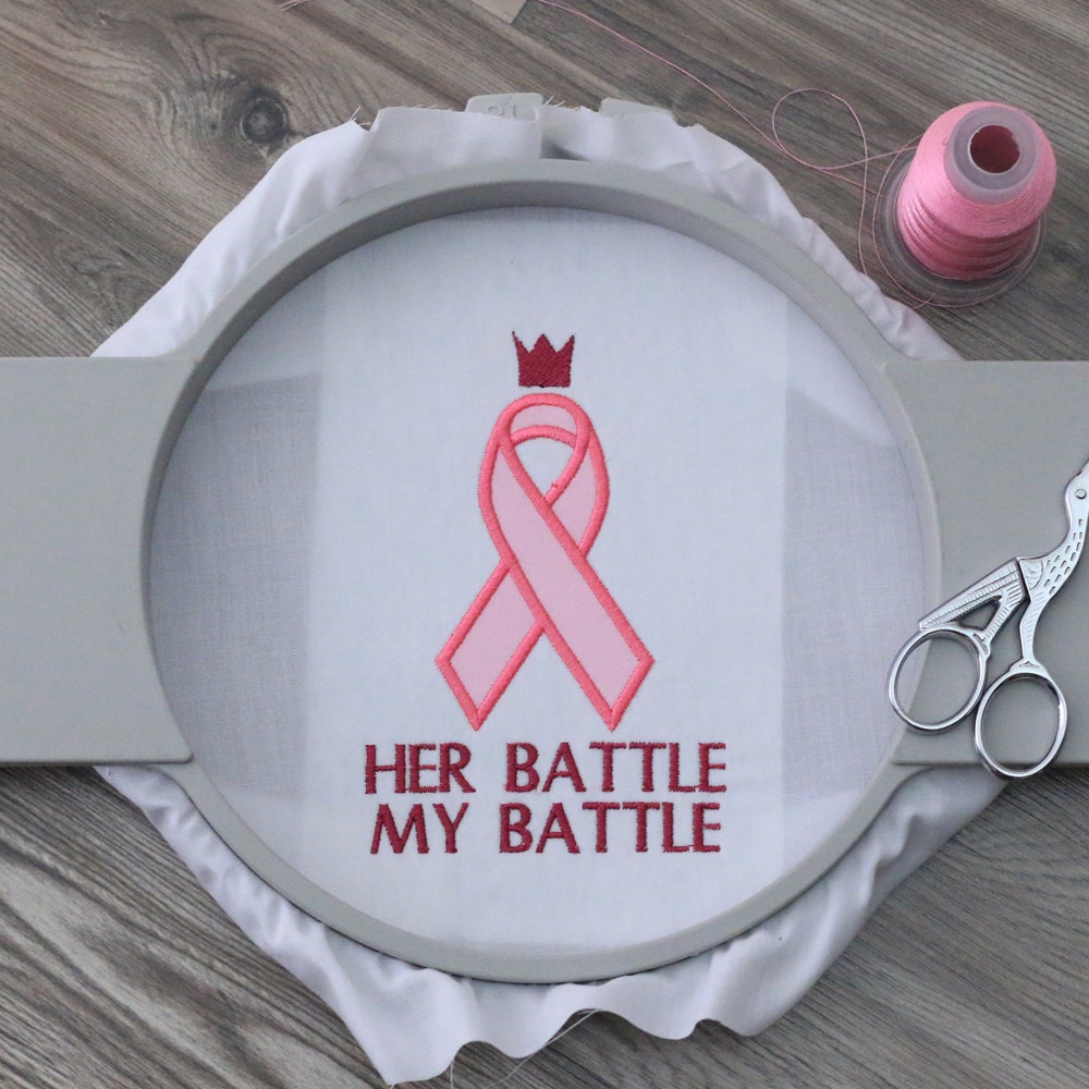 Applique Breast Cancer Awareness Ribbon (with Crown/heart) - Etsy