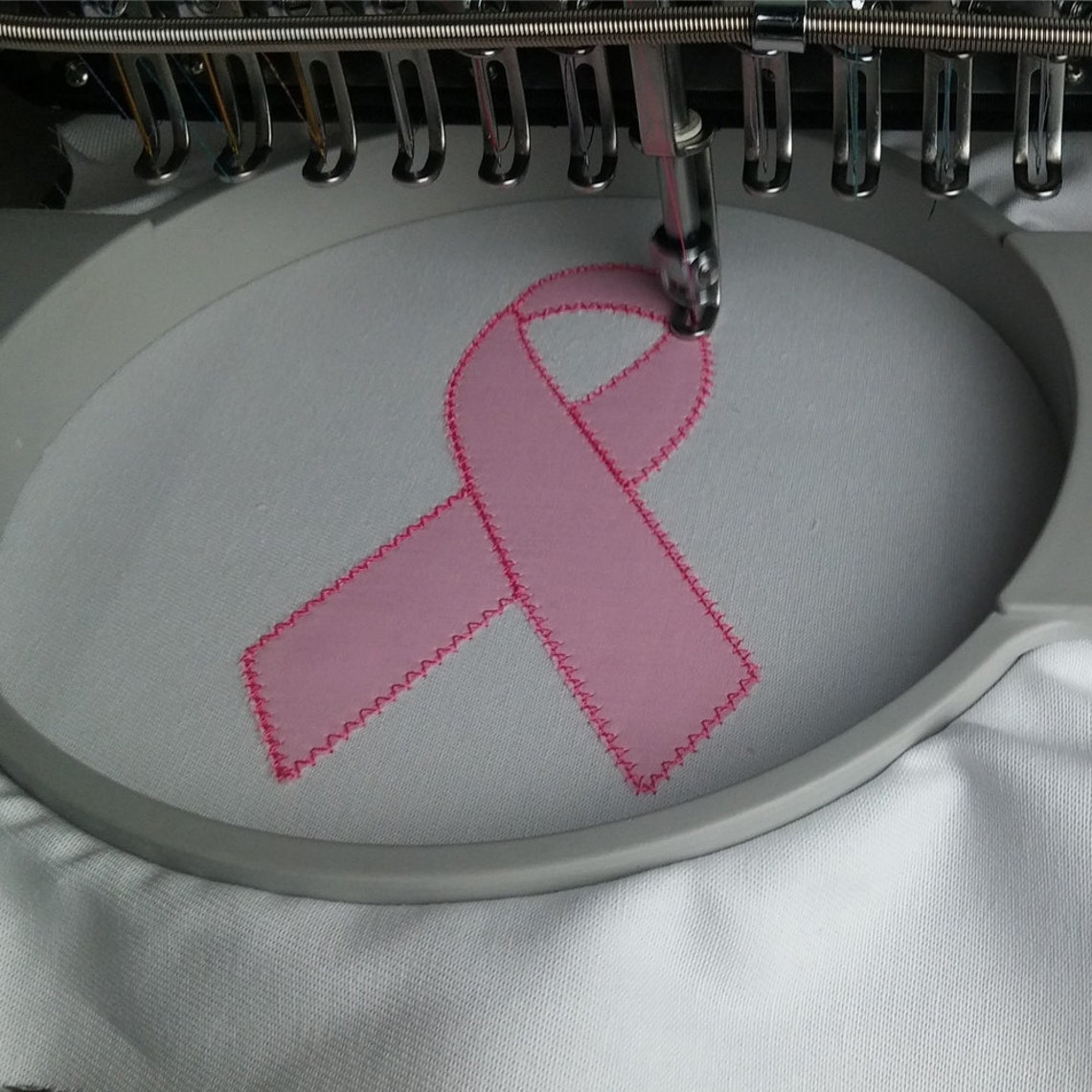 Applique Breast Cancer Awareness Ribbon (with Crown/heart) - Etsy