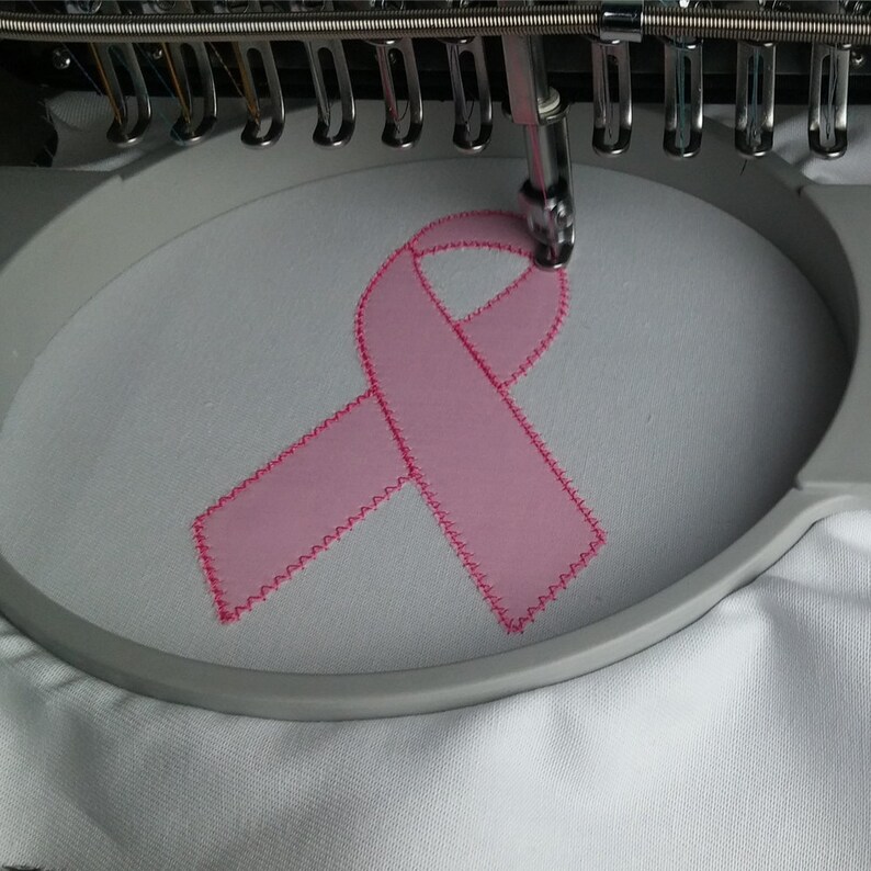 Applique Breast Cancer Awareness Ribbon (with Crown/heart) - Etsy