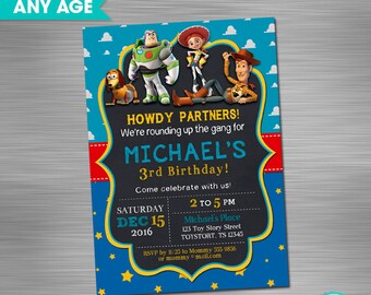 Toy Story Invitation Chalkboard Blue Green // Toy Story Birthday Party ...