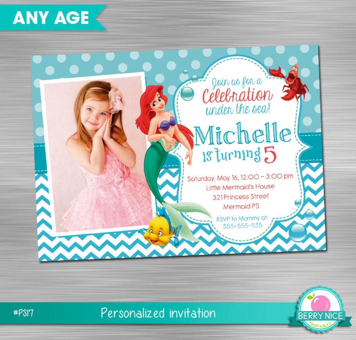 Little Mermaid Invitation Little Mermaid Birthday Little | Etsy